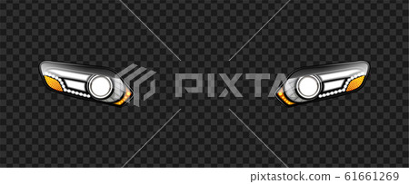 Car Headlight With Glowing Light Effect Vector-插圖素材 [61661269] - PIXTA圖庫