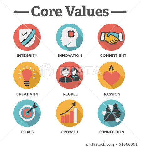 Company Core Values Solid Icons for Websites or - Stock Illustration ...