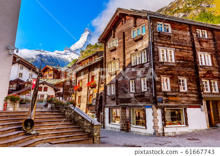 Zermatt, Switzerland street view and Matterhorn - Stock Photo [61667743 ...