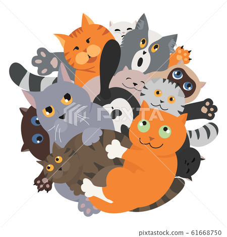 Cat poster. Cartoon cat characters collection. - Stock Illustration ...