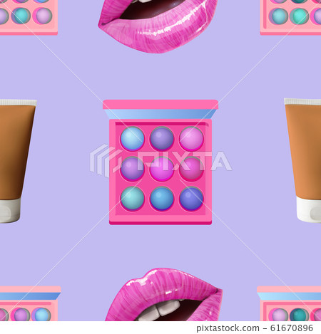 Make up seamless pattern. Beauty background... - Stock Illustration ...