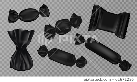 Black candy wrappers set on background - Stock Illustration [61671256 ...