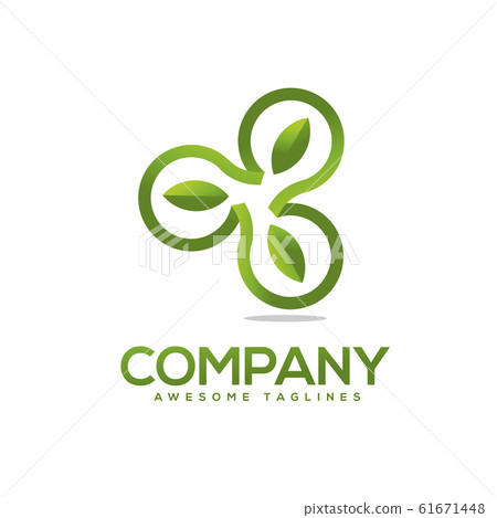 green leaf connection logo - Stock Illustration [61671448] - PIXTA
