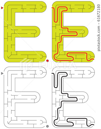 Easy alphabet maze - letter E - Stock Illustration [61672180] - PIXTA