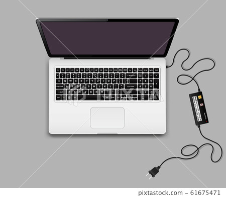 Laptop with notebook charger unplugged - Stock Illustration [61675471 ...