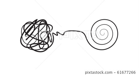 Complex lines knot simplified into simple... - Stock Illustration ...