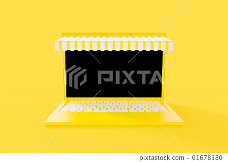 Yellow Laptop Computer mock-up - Stock Illustration [61678580] - PIXTA