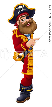 Pirate Cartoon Captain Peeking Pointing Sign - Stock Illustration ...