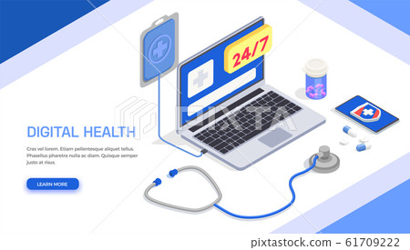 Digital Health Isometric Background - Stock Illustration [61709222] - PIXTA