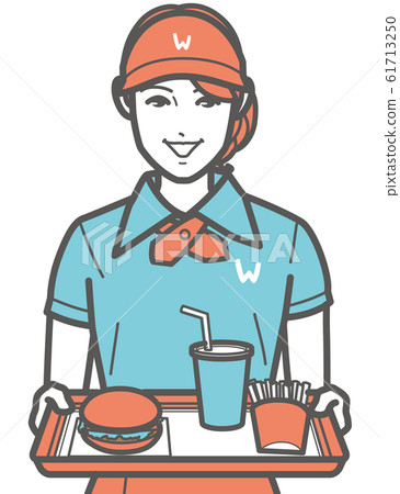 Fast food female shop assistant - Stock Illustration [61713250] - PIXTA
