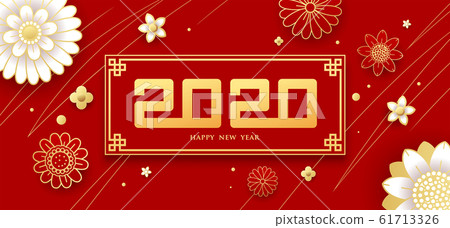 Happy Chinese New Year number 2020 greeting card - Stock Illustration ...