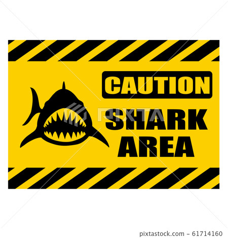 Shark caution sign "CAUTION" English version - Stock Illustration ...