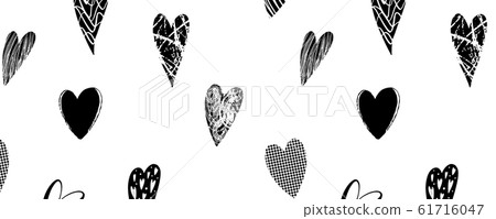 Horizontal pattern with handdrawn texture hearts - Stock Illustration ...