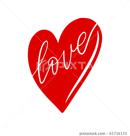 Red heart with hand lettering quote Love for - Stock Illustration ...