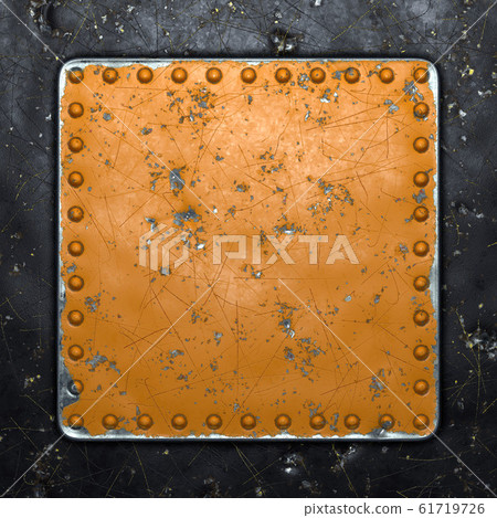 Rust metal with rivets in the shape of a square... - Stock Illustration ...