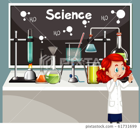 Classroom scene with science student and - Stock Illustration [61731699 ...