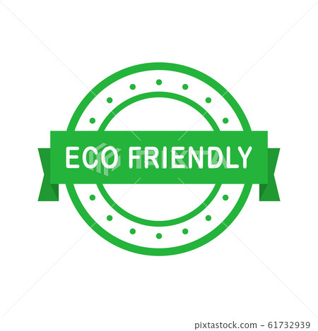 Eco friendly circle green badge with ribbon.... - Stock Illustration ...