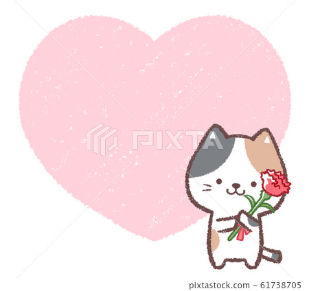 Mothers day calico cat heart frame - Stock Illustration [61738705] - PIXTA