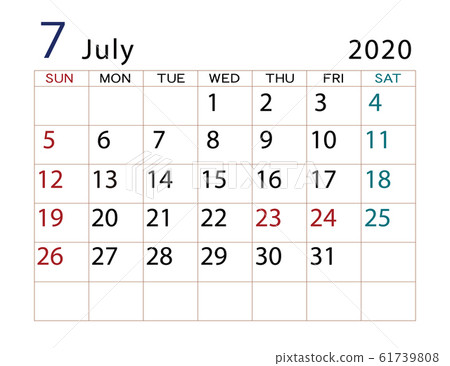 2020年日曆7月-插圖素材 [61739808] - PIXTA圖庫