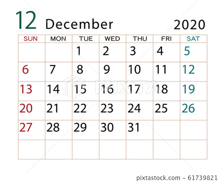 2020年日曆12月-插圖素材 [61739821] - PIXTA圖庫