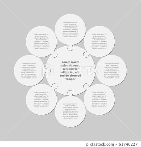 Eight pieces puzzle circles diagram info graphic - Stock Illustration ...