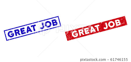 Distress Great Job Rectangle Stamp Seals - Stock Illustration [61746155 ...