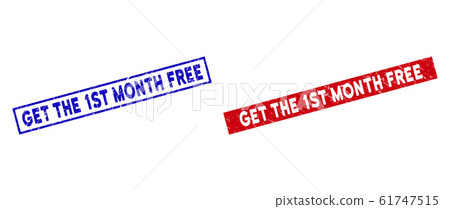 Grunge Get the 1St Month Free Rectangular Seals - Stock Illustration ...