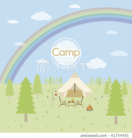 Rainbow camping landscape - Stock Illustration [61754591] - PIXTA