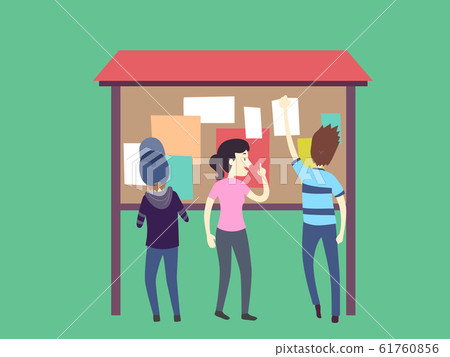 People Community Bulletin Board Illustration - Stock Illustration ...