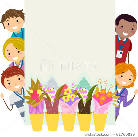 Stickman Parent Teacher Spring Flower Sale - Stock Illustration ...