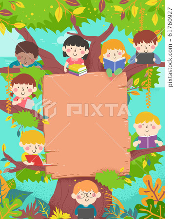 Kids Study Tree Board Background Illustration - Stock Illustration ...