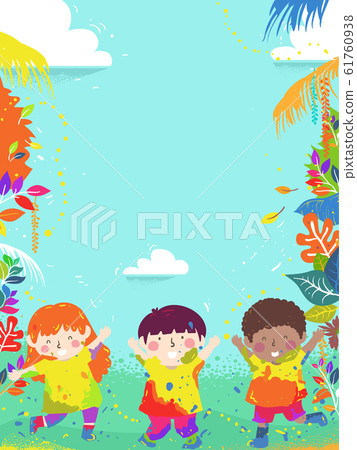 Kids Play Color Nature Background Illustration - Stock Illustration ...