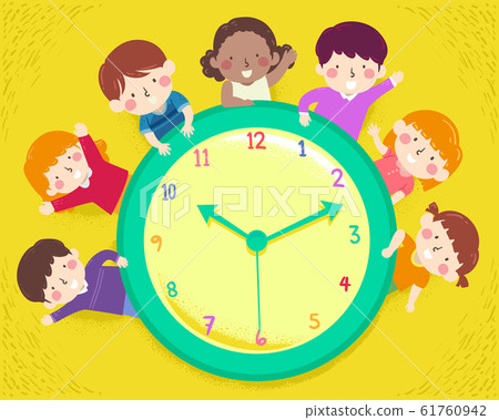 Kids Happy Clock Illustration - Stock Illustration [61760942] - PIXTA