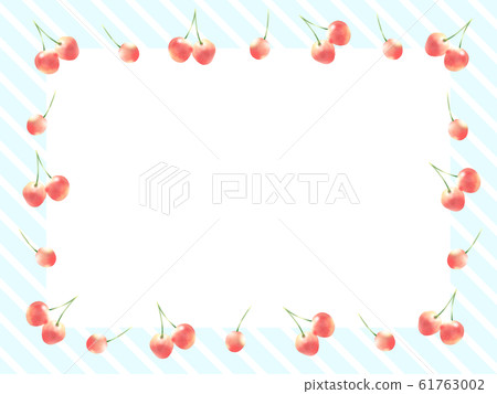 Cherry frame square blue - Stock Illustration [61763002] - PIXTA