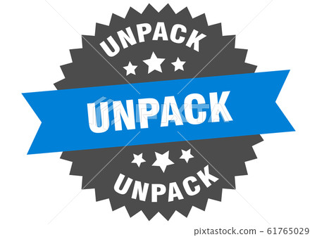 unpack sign. unpack circular band label. round - Stock Illustration ...