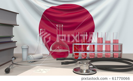 Clinic laboratory equipment on Japanese flag... - Stock Illustration ...
