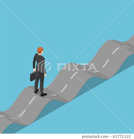 Isometric businessman standing on unstable road - Stock Illustration ...