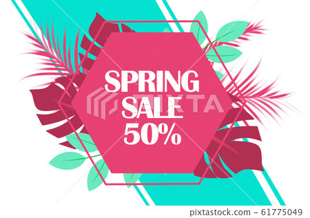 Spring sale text with leaves over trendy... - Stock Illustration ...