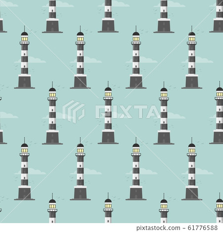 lighthouse seamless pattern on a blue background - Stock Illustration ...