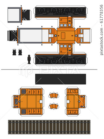 The paper model of an old diesel locomotive - Stock Illustration ...