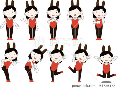 Bunny girl cute facial expression pose... - Stock Illustration ...