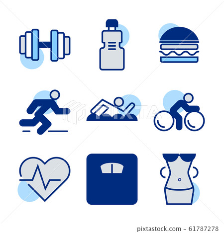 Fitness and Gym line icons. Vector icon set. - Stock Illustration [61787278] - PIXTA