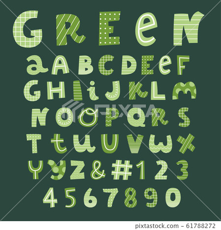 green decorative vector font collection - Stock Illustration [61788272 ...