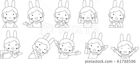 Bunny girl cute facial expression pose... - Stock Illustration ...