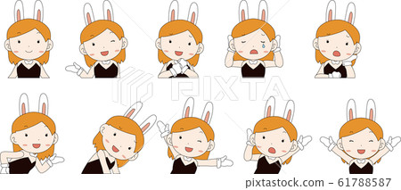 Bunny girl cute facial expression pose... - Stock Illustration ...