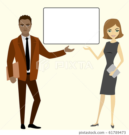Business man and woman, a place for an inscription-插圖素材 [61789473 ...