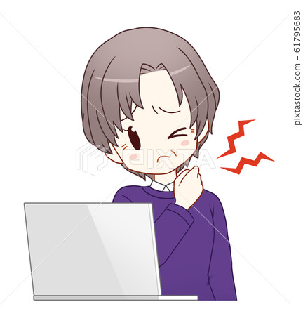 PC tired middle-aged woman - Stock Illustration [61795683] - PIXTA
