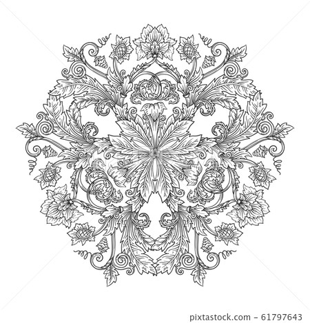 ntique European medieval round mandala - Stock Illustration [61797643 ...