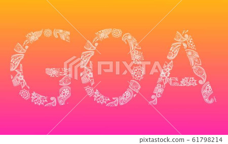 GOA letters henna tattoo doodle vector ornament... - Stock Illustration ...