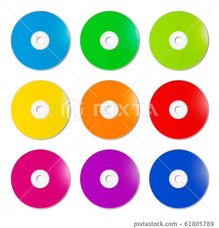 Colorful rainbow CD - DVD range on white - Stock Illustration [61805789 ...